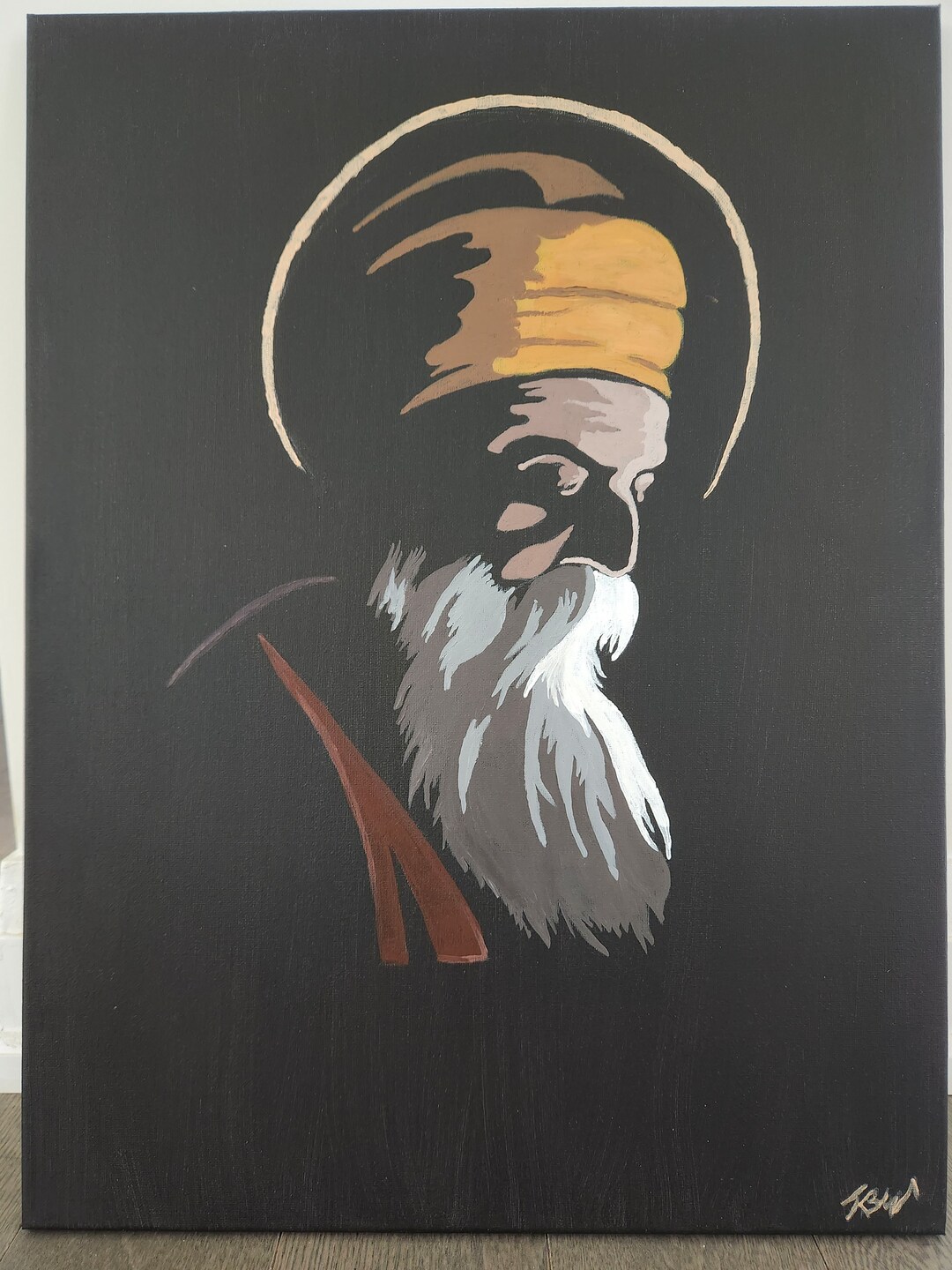 Oil Painting - Guru Nanak Dev Ji - Hand Made - Width: 2 feet, Height: 3 ...
