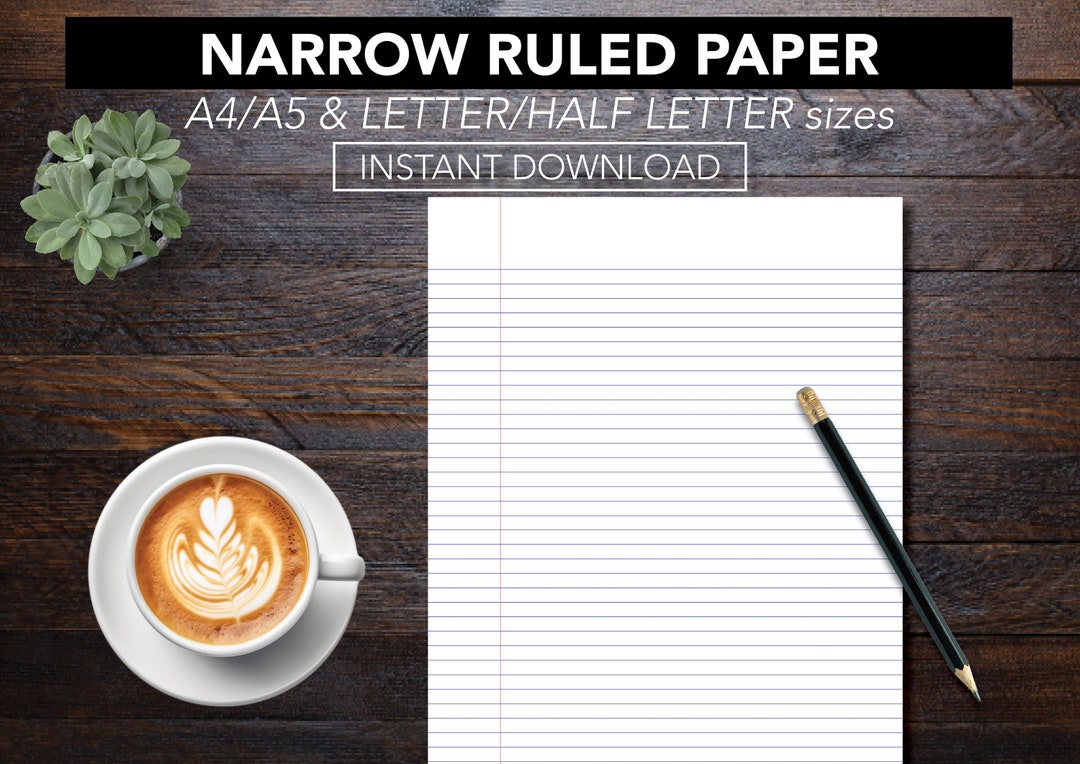Narrow Ruled Paper. Printable College Paper. Lined Paper - Etsy Australia