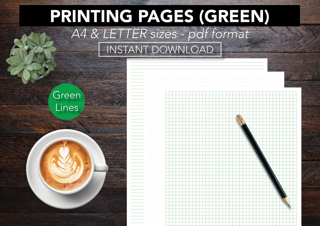 Green Color Paper Printable Paper Template Dotted Lined and - Etsy ...