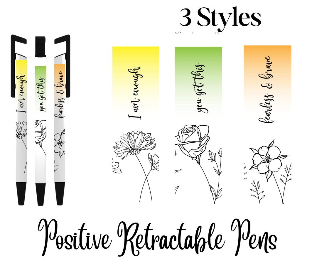 Positive Affirmations Variety Pens Black Ink Stocking - Etsy