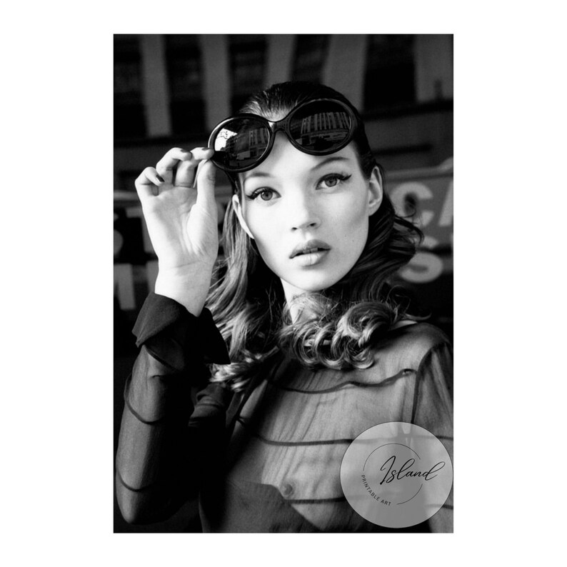Kate Moss Print Black And White Fashion Print Kate Moss Poster Wall