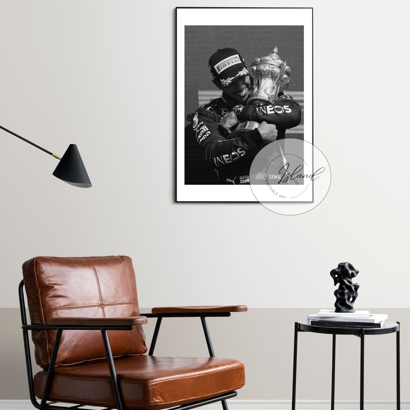 Lewis Hamilton F1 Print: Iconic Victory Moment, Black and White ...