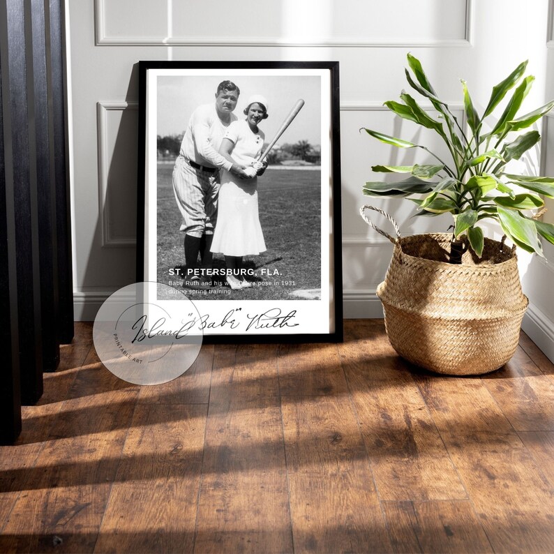 Babe Ruth Wall Art, Black and White Art, Wall Print, Wall Decor ...