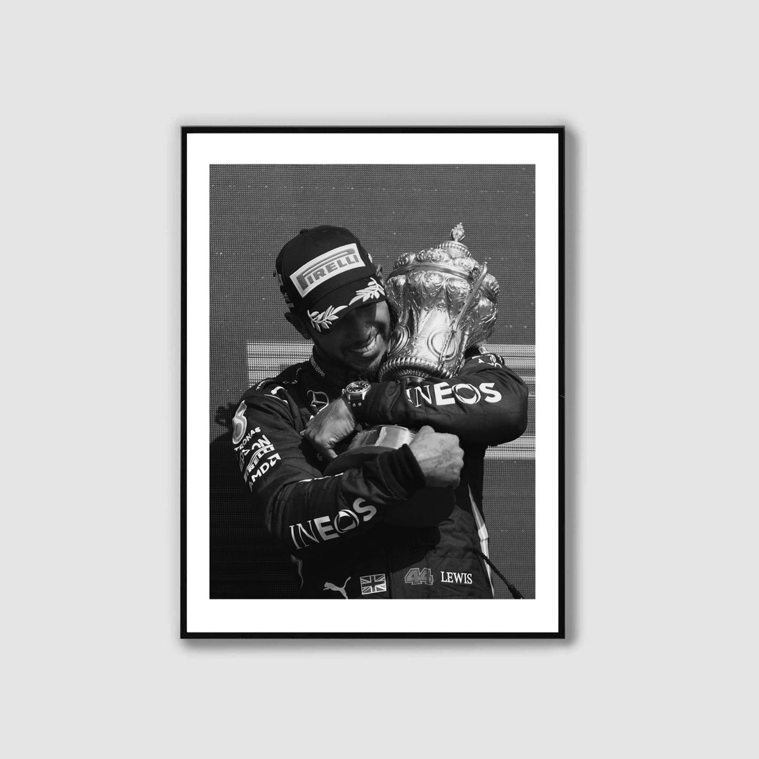 Lewis Hamilton F1 Print: Iconic Victory Moment, Black and White ...