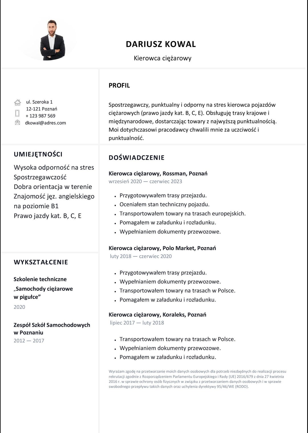 CV Template Driver Any Profession Editable Word File Minimalist Style ...