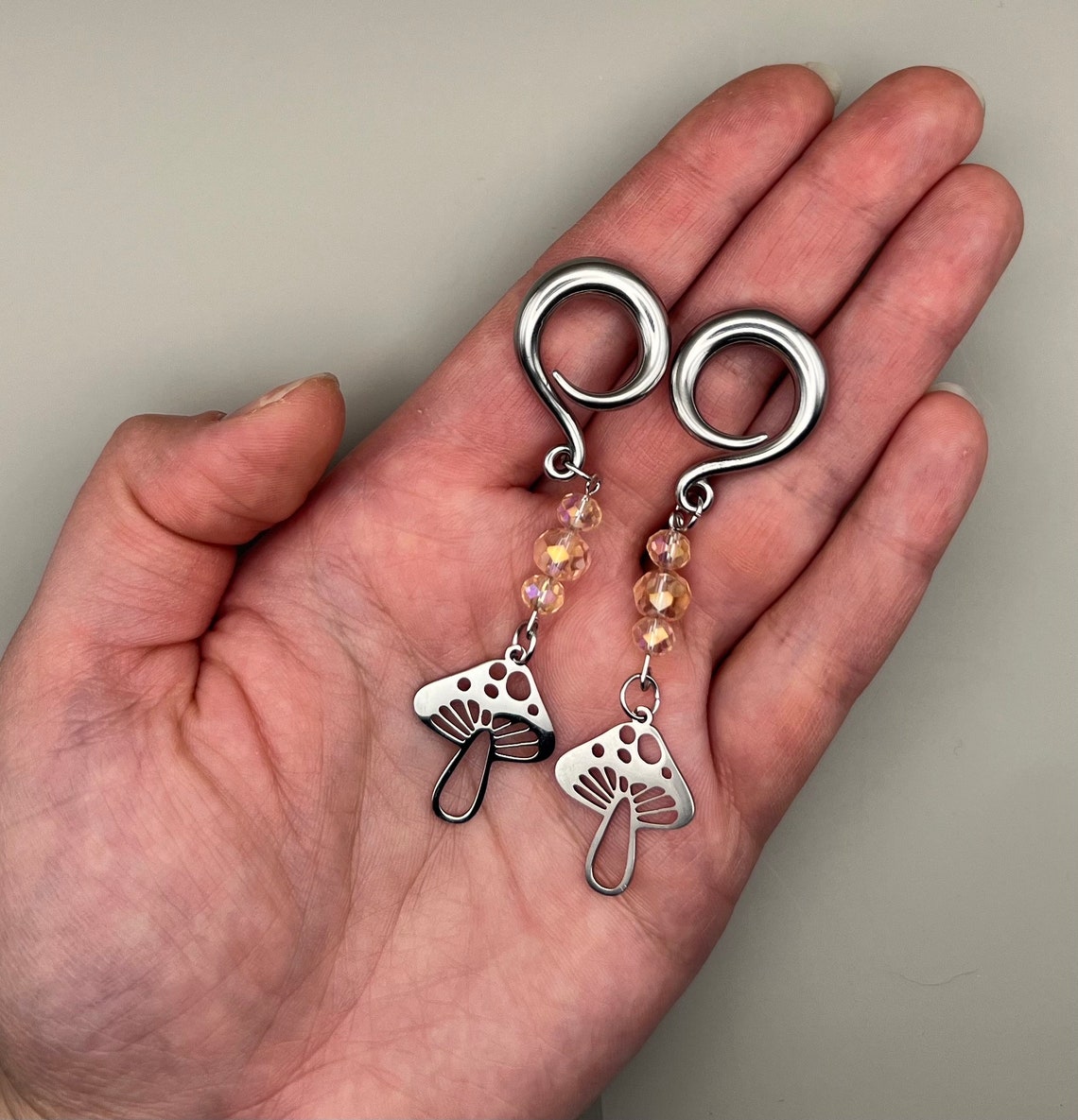 Handmade Dangling Gauge, Multiple Sizes. Magic Mushroom weighted ...