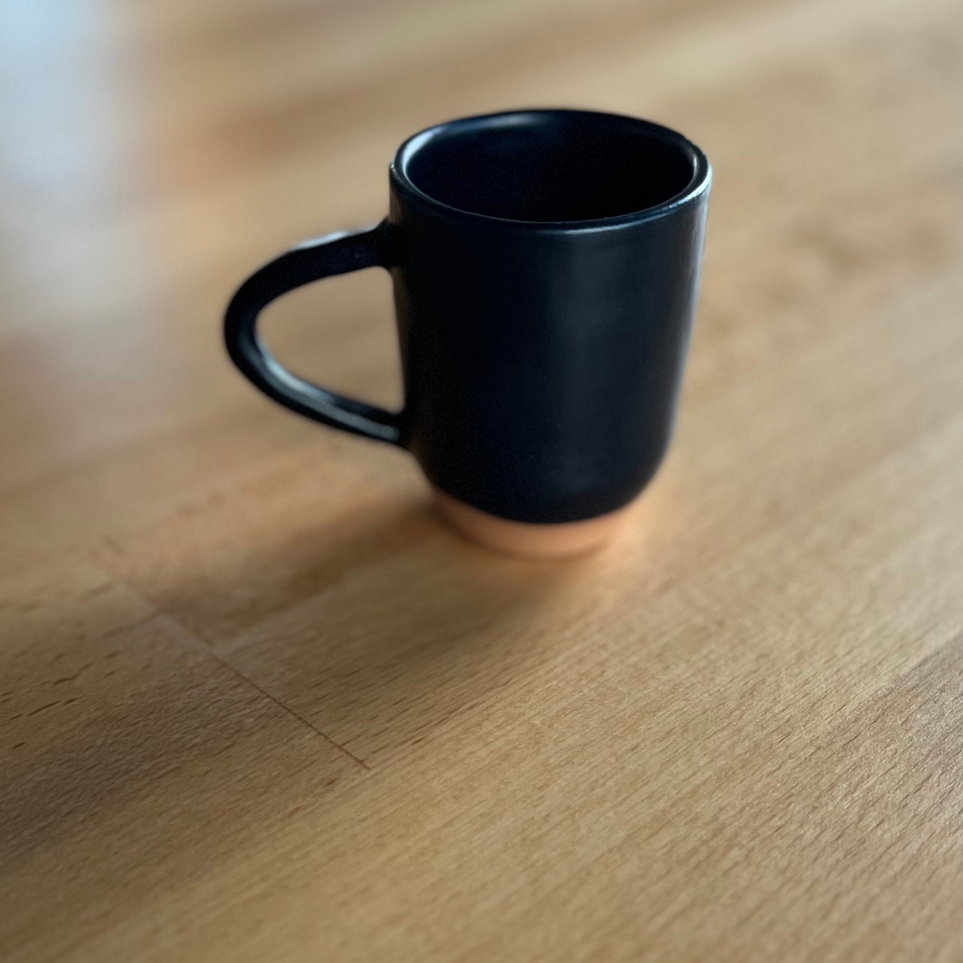 Pair of Handmade Ceramic Satin Black Espresso Mugspair of Two Black ...