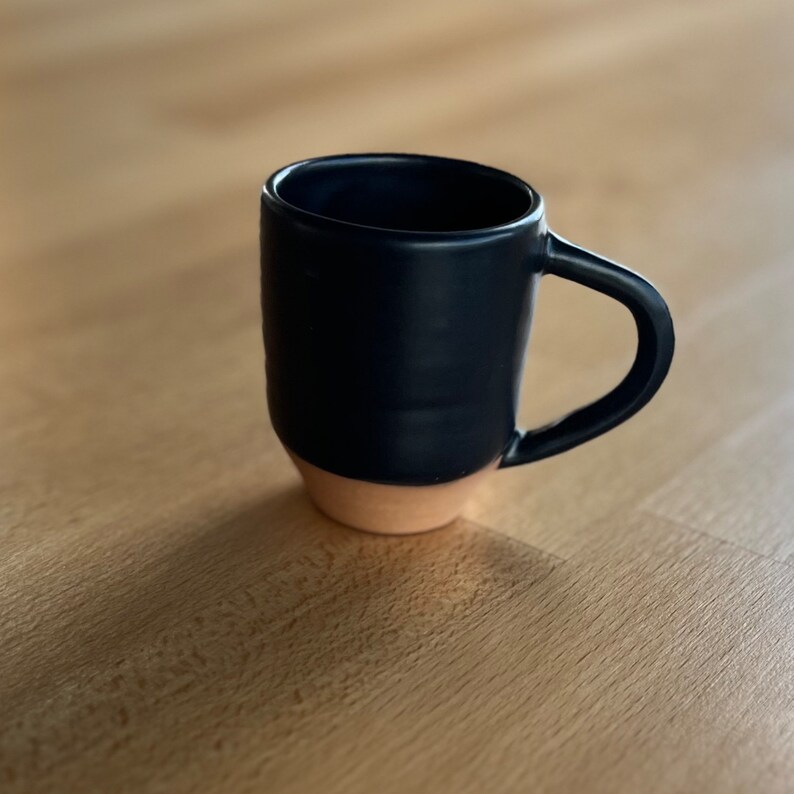 Pair of Handmade Ceramic Satin Black Espresso Mugspair of Two Black ...