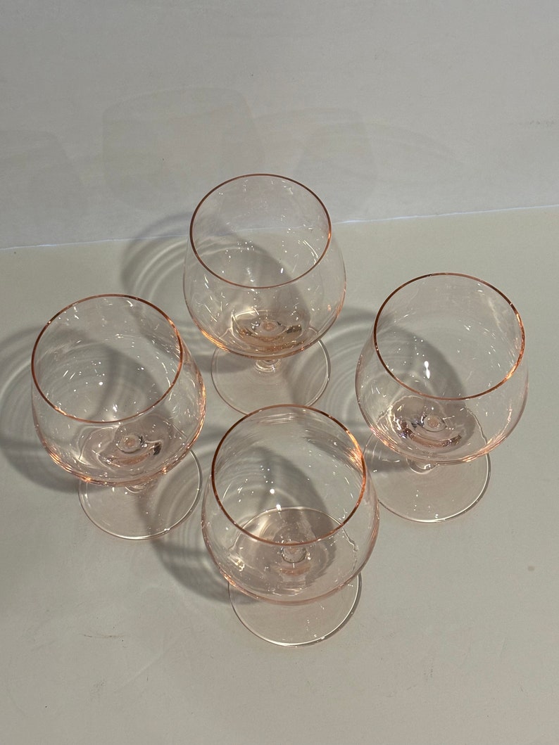 Pink Crystal Wine Glasses set of 4, Vintage Pink Glassware, Crystal ...