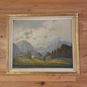 Vintage Alpine Original Oil Painting by Rödel, Vintage Mountain ...
