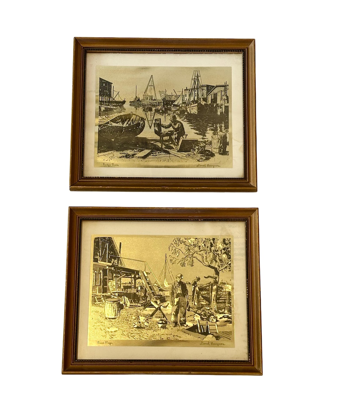 Estampes maritimes vintage Lionel Barrymore en feuille d'or, art ...