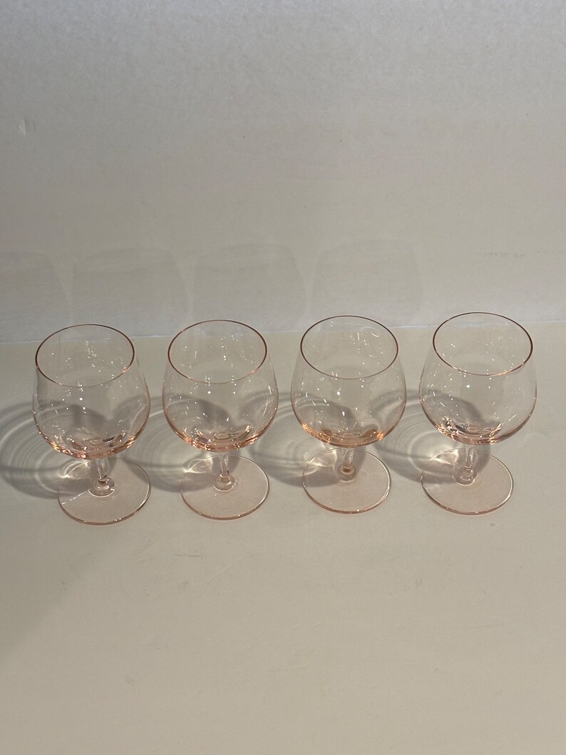 Pink Crystal Wine Glasses set of 4, Vintage Pink Glassware, Crystal ...