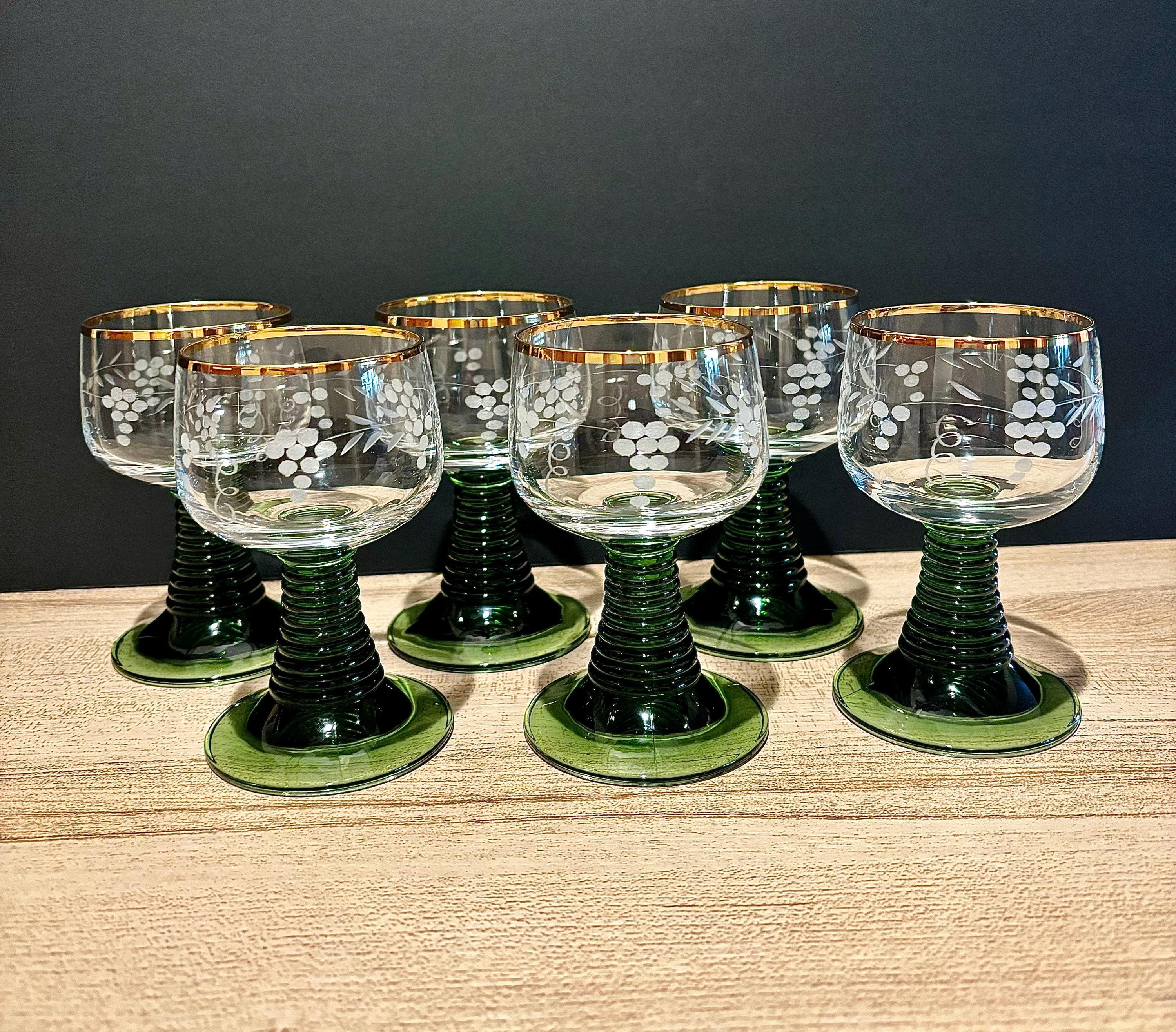 Luminarc Roemer Wine Glasses set of 6, Grape Motif Etched Glassware ...