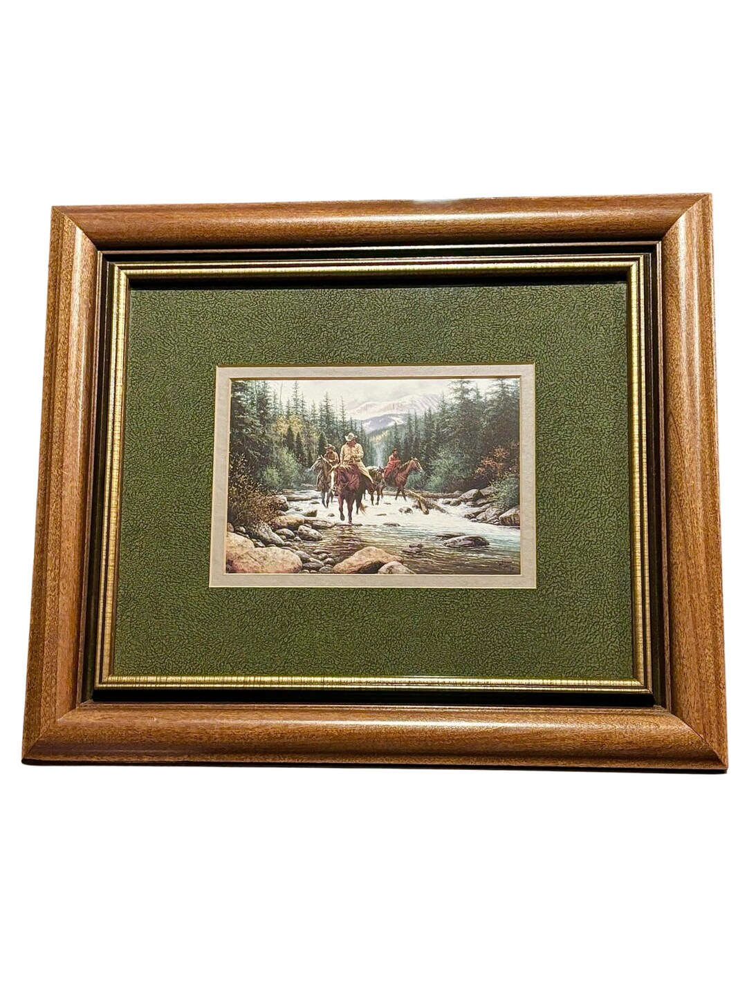 Vintage Jack Terry White Water Crossing gerahmter Druck, Western Wand ...