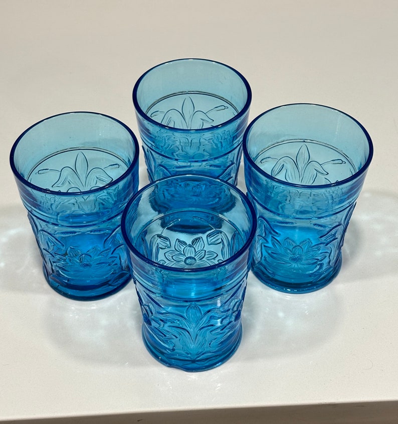 Antique Northwood Era Opalescent Aqua Tumblers set of 4, Aqua Water ...