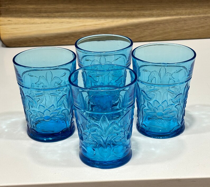 Antique Northwood Era Opalescent Aqua Tumblers set of 4, Aqua Water ...