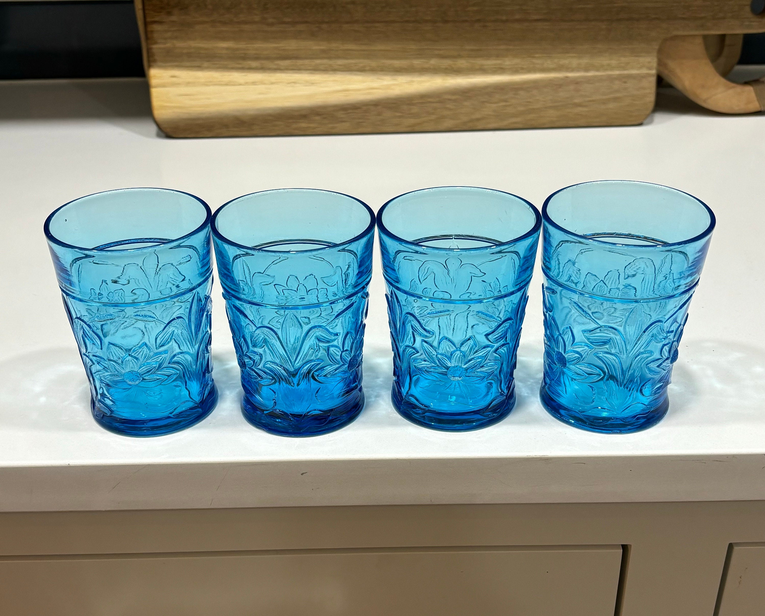 Antique Northwood Era Opalescent Aqua Tumblers set of 4, Aqua Water ...