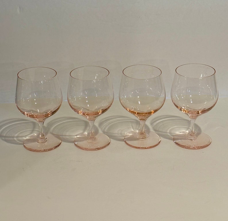 Pink Crystal Wine Glasses set of 4, Vintage Pink Glassware, Crystal ...