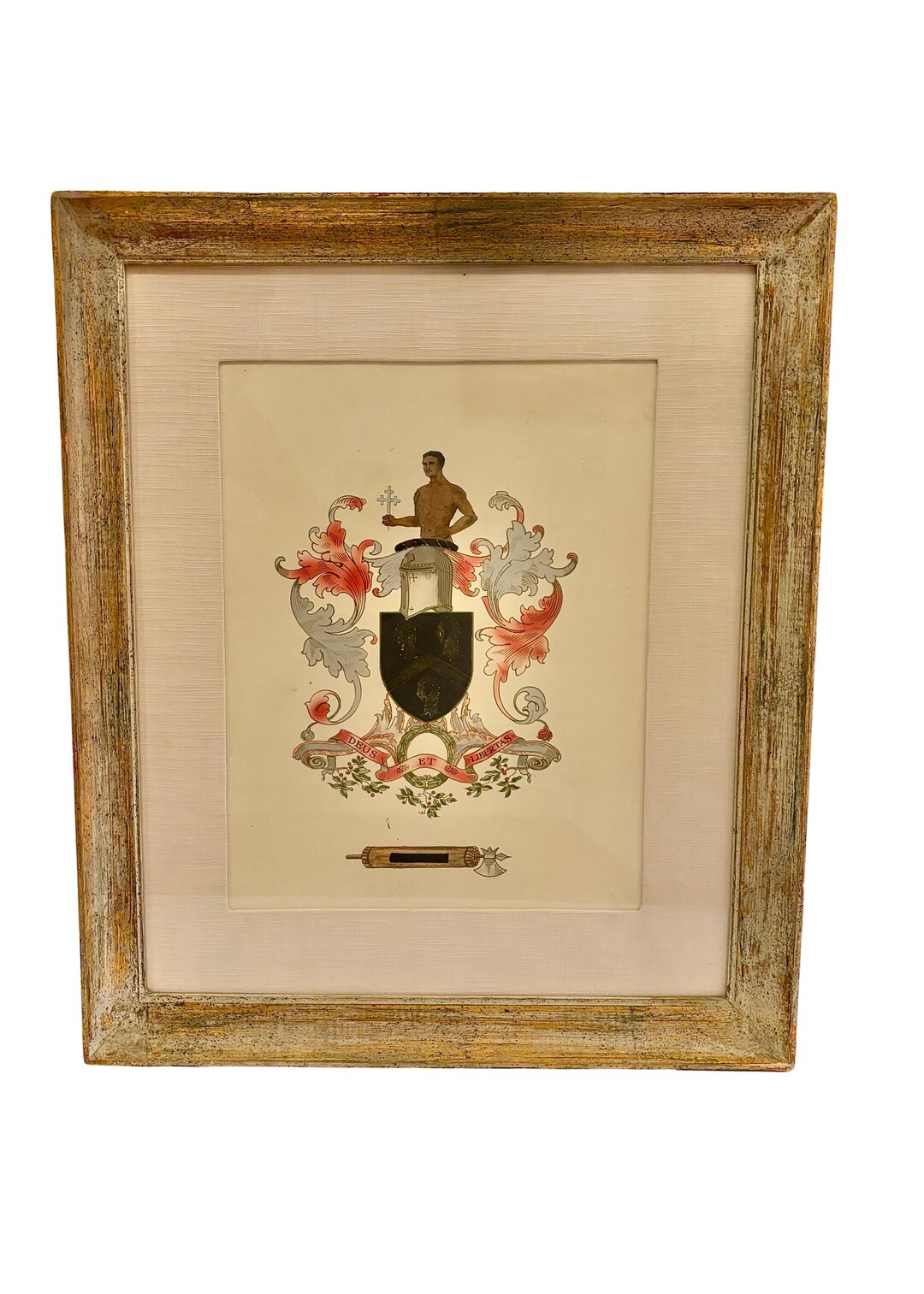 Vintage Spanish Heraldic Crest Print, Santa Fe Estate Find, Framed Coat ...