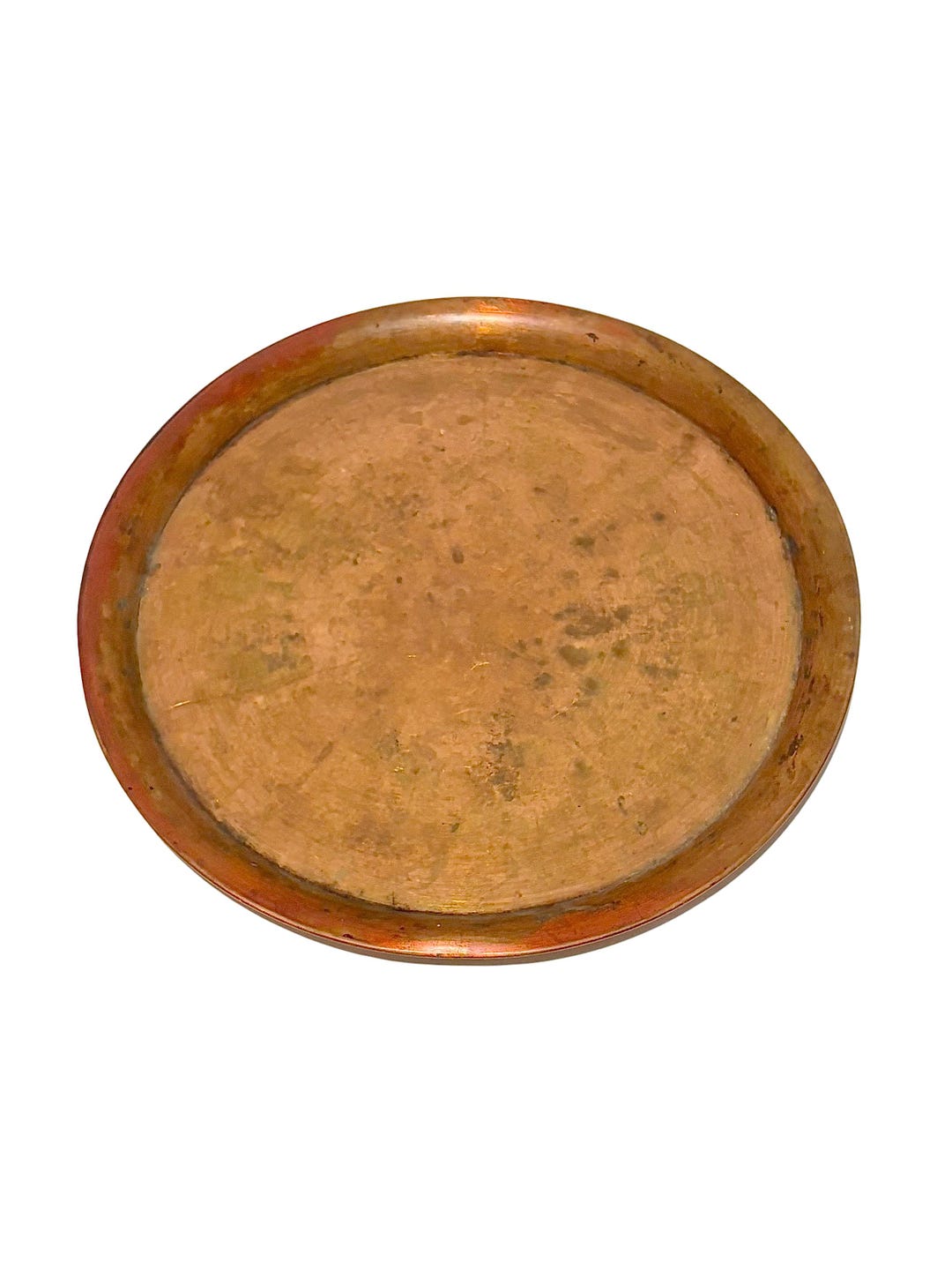 Antique Hammered Copper Round Tray, Vintage Copper Serving Tray, Solid ...