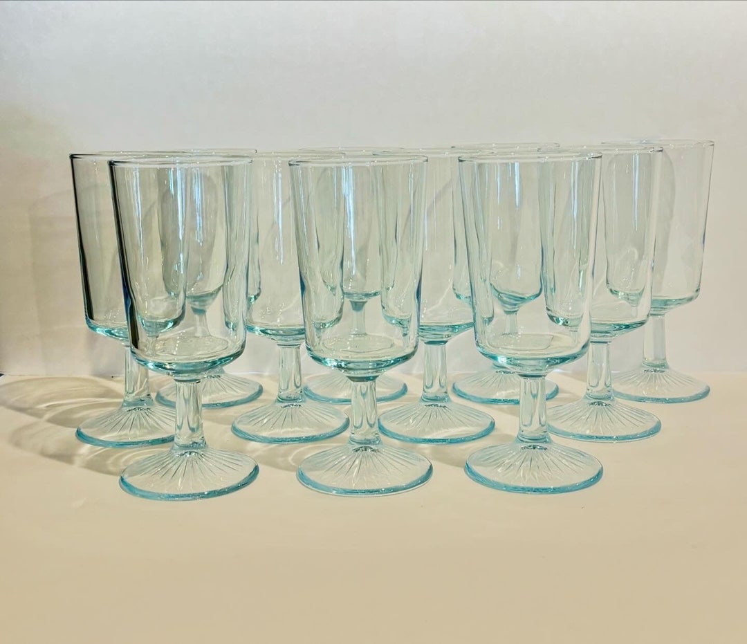 Libbey Star Sapphire Water Glasses set of 12, Aqua Glassware, Turquoise ...