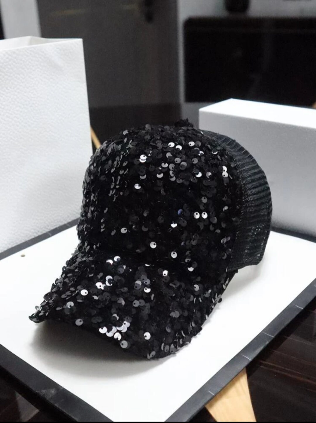 Black Sequin Hat - Etsy