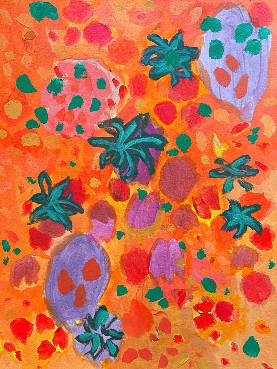Bright, Colorful, Abstract Plant Print - Etsy