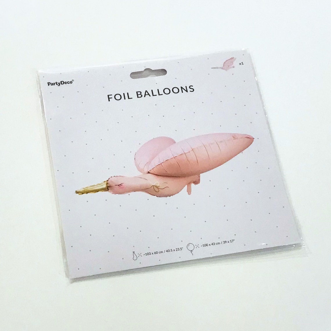 Foil Balloon Stork, 103x60 Cm, Light Pink, Partydeco, Newborn Photo ...