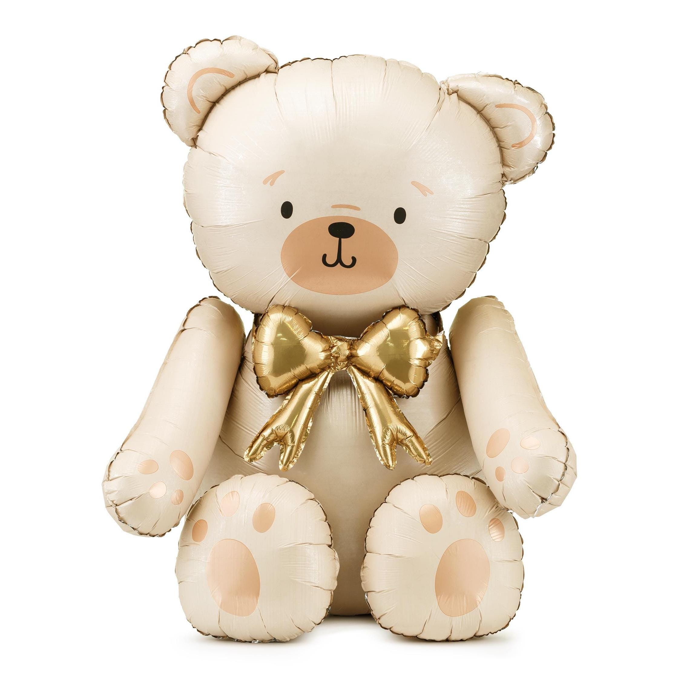 Teddy Bear Foil Balloon – Cream & Gold Baby Shower or First Birthday ...