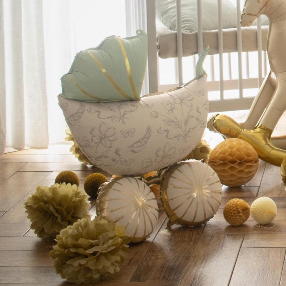Vintage Baby Carriage Balloon 59x74 Cm – for Baby Shower, Gender Reveal ...