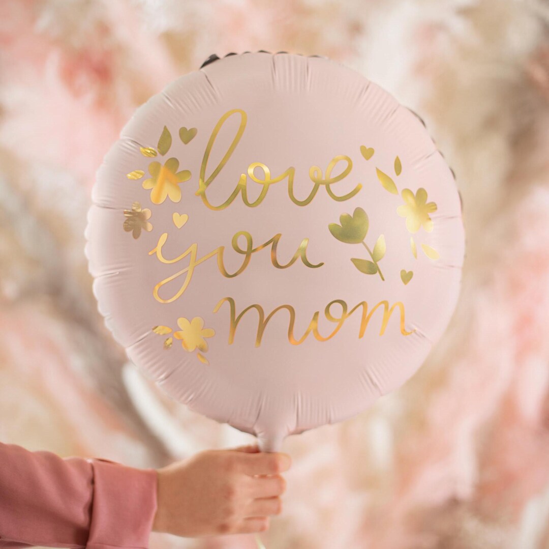 Love You Mom Foil Balloon: Pink & Gold Mother's Day Decor (35cm) - Etsy