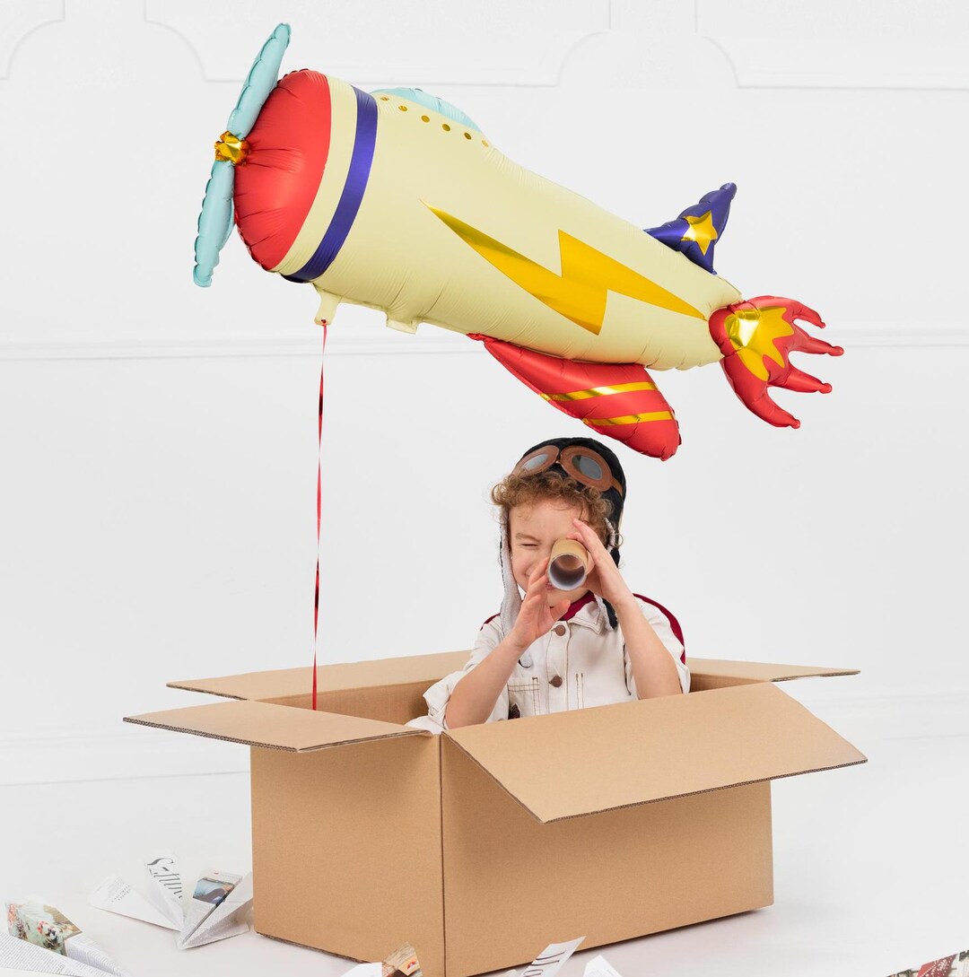 Airplane Foil Balloon 36x15.5" Rocket Plane Balloon for Kids Birthday ...