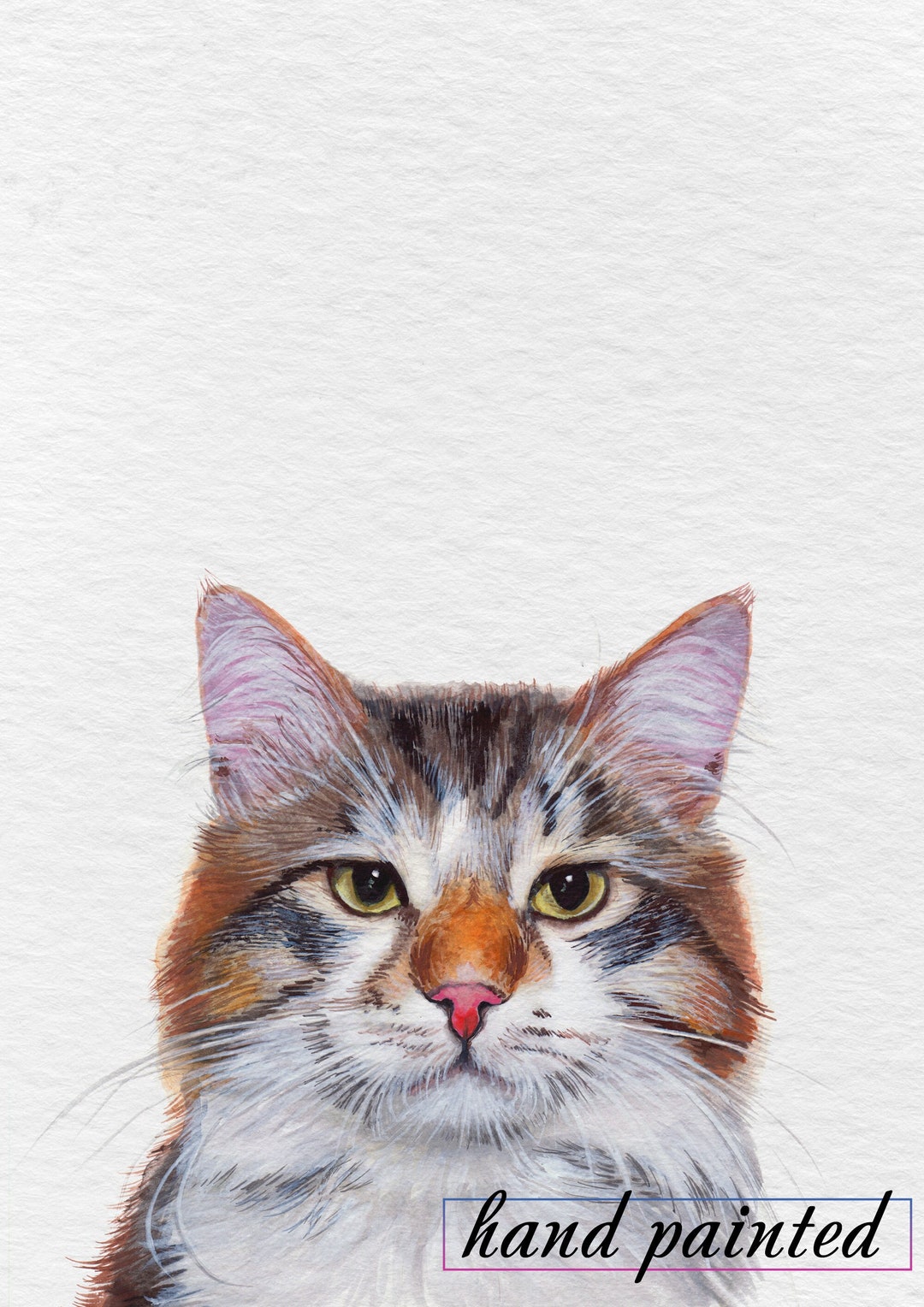 Custom Cat Portrait From Photo, Cat Watercolor Painting, Hand Painted ...