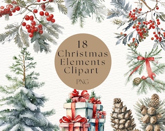 Watercolor Christmas Tree Clipart PNG Winter Holiday Clipart - Etsy Canada