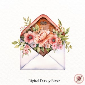Floral Envelopes Clipart, Watercolor Valentine, Love Letters, High ...