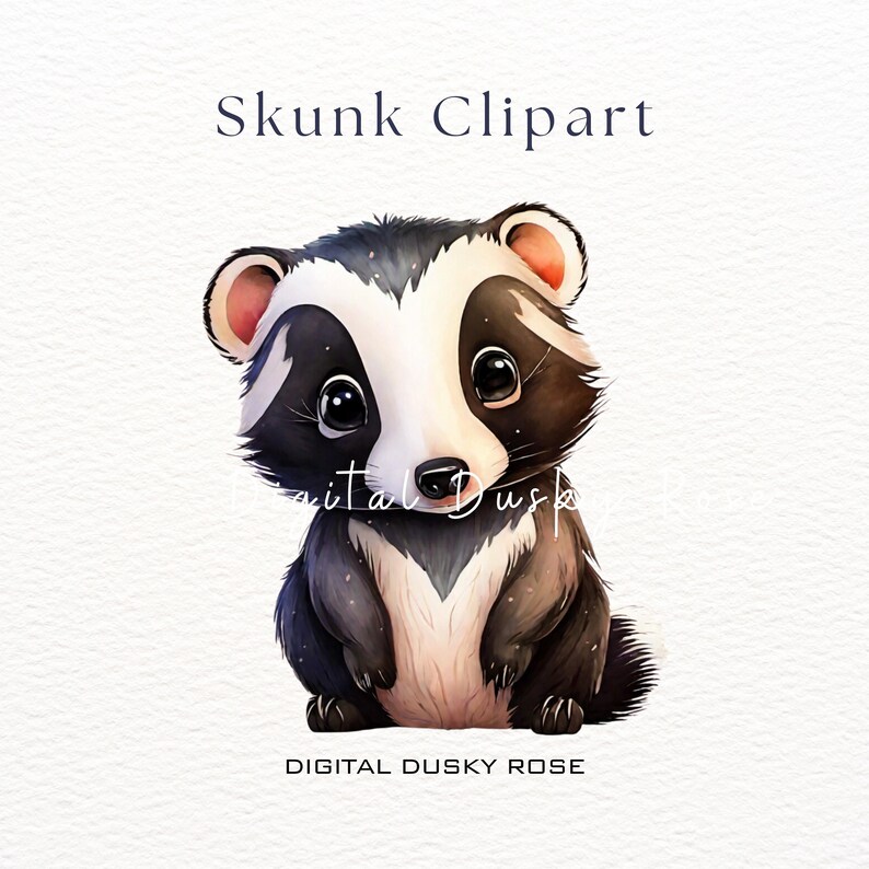 Skunk Watercolor Clipart PNG Cute Wild Animal Craft - Etsy