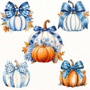 Pumpkin Bow Clipart, Cute Autumn Clipart, Halloween, Thanksgiving, Fall ...