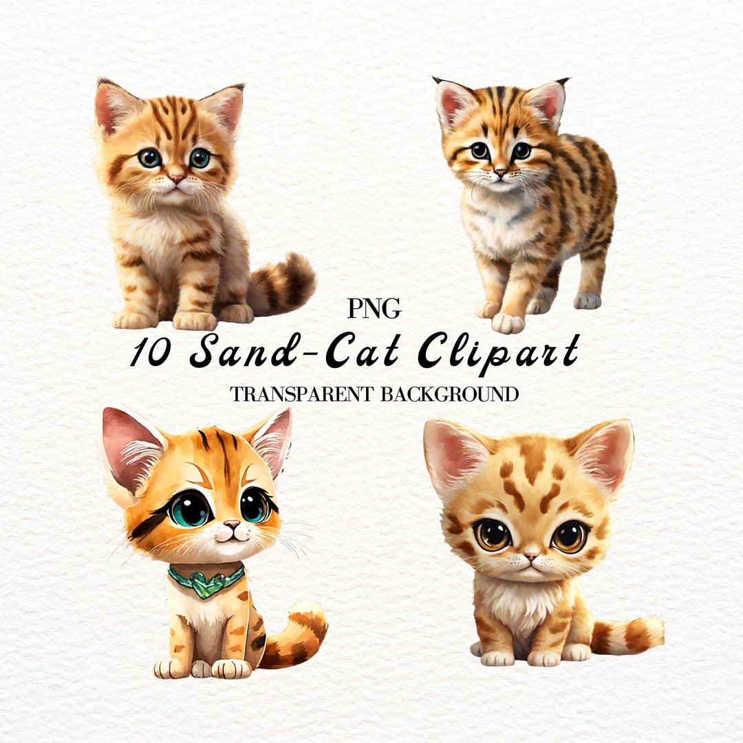 Cute Sandcat Watercolor Clipart, PNG, Adorable Wild Animal, Printable ...