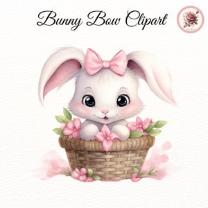 Adorable Baby Bunny Girl Clipart With Pink Bow - Perfect for Easter ...