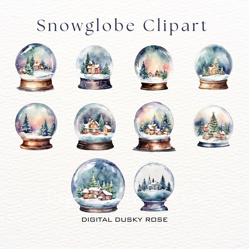 Snowglobe Watercolor Clipart PNG, Snow, Winter, Christmas Toy, Xmas ...