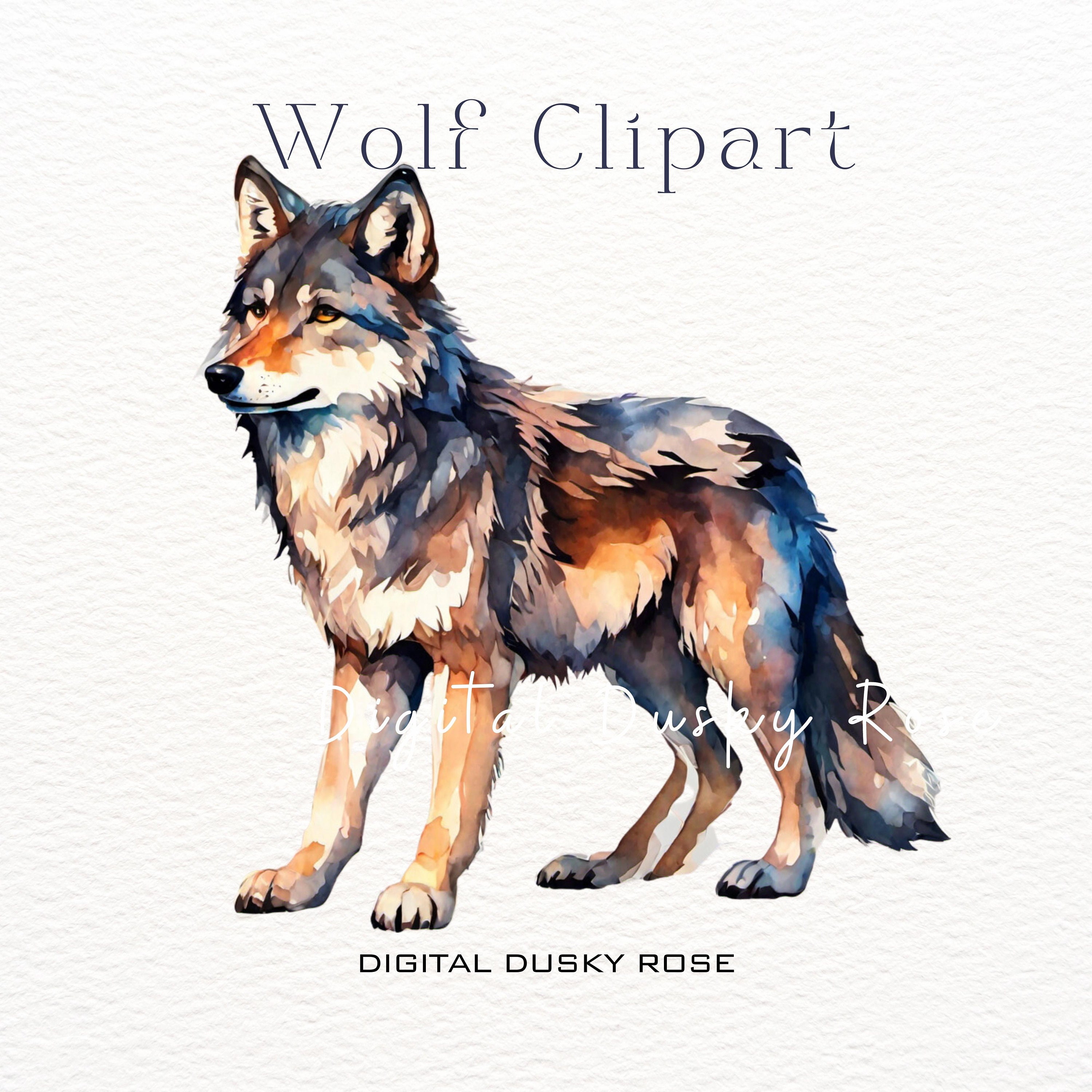 Wolf Watercolor Clipart PNG, Cute Wild Animal Craft Illustrations, DIY ...
