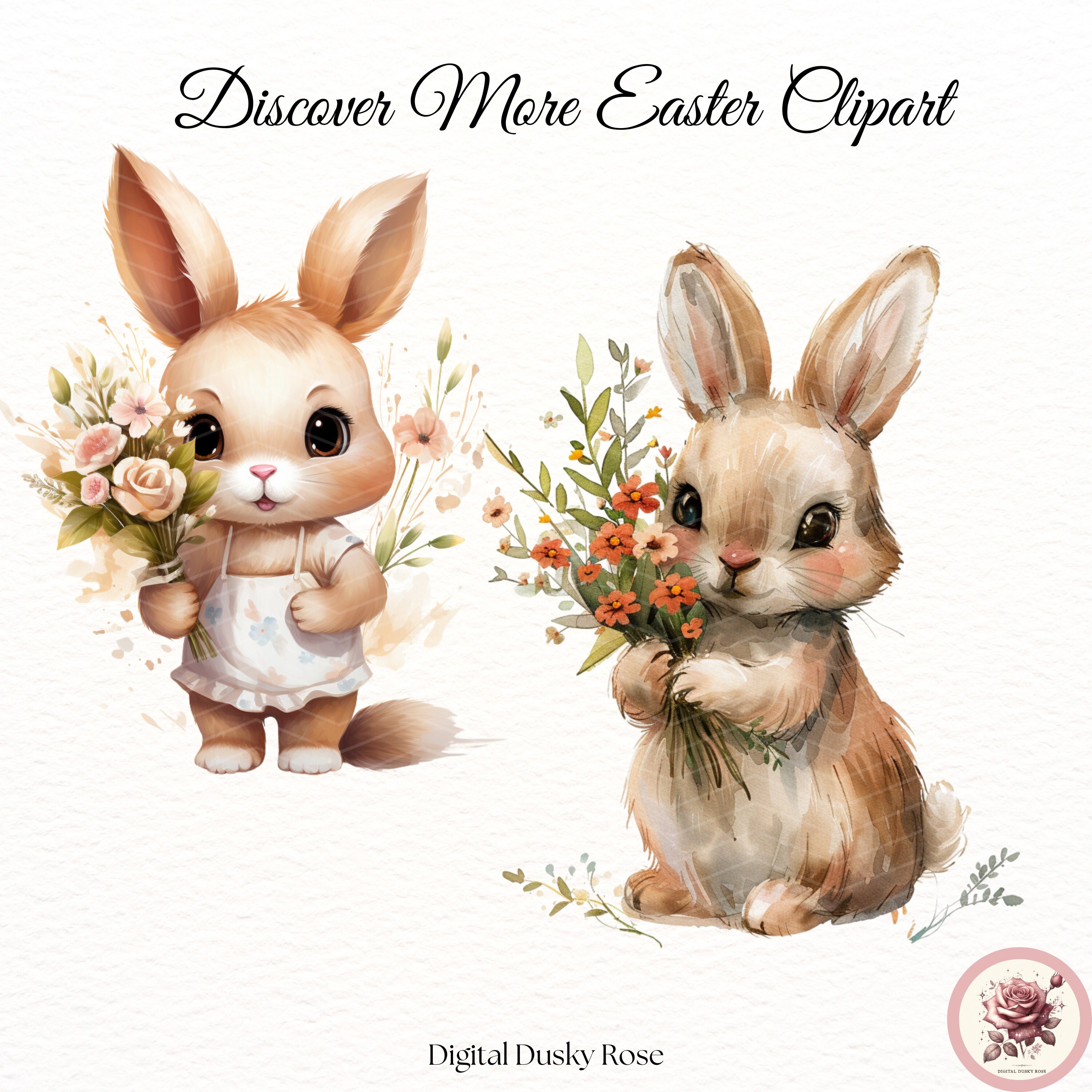 Adorable Baby Bunny Girl Clipart With Pink Bow Perfect for Easter ...