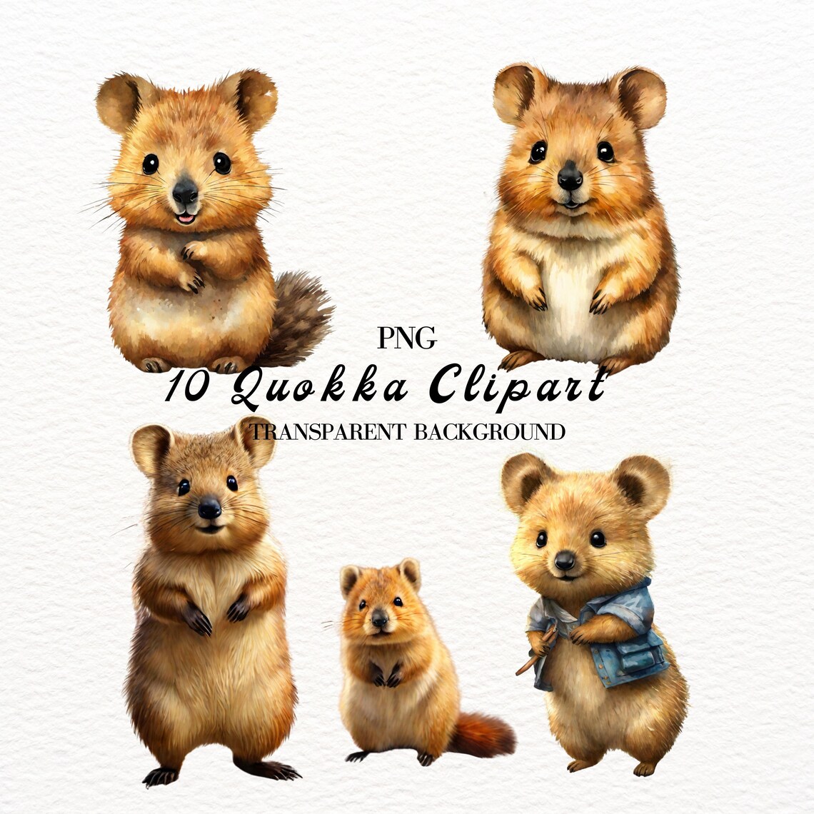 Cute Quokka Watercolor Clipart,png, Adorable Wild Animal, Printable ...