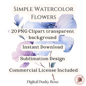 Spring Pastel Colors Floral Clipart Set, Watercolor Flower Elements for ...