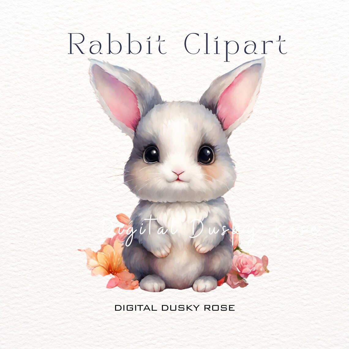 Rabbit Watercolor Clipart PNG Cute Forest Animal Kawaii - Etsy