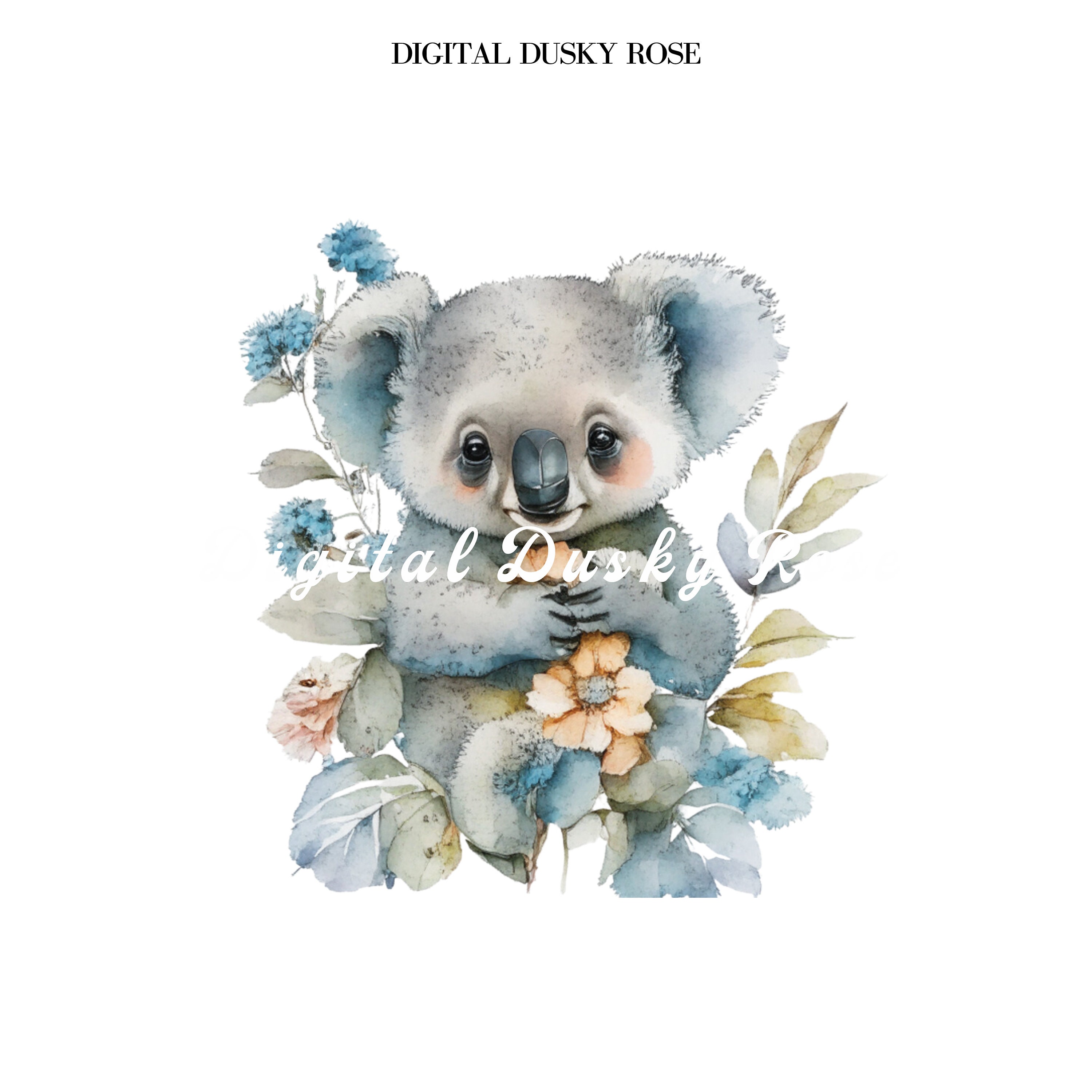 Baby Koala Clipart Floral Cute Koala Watercolor Scrapbook Images Card ...