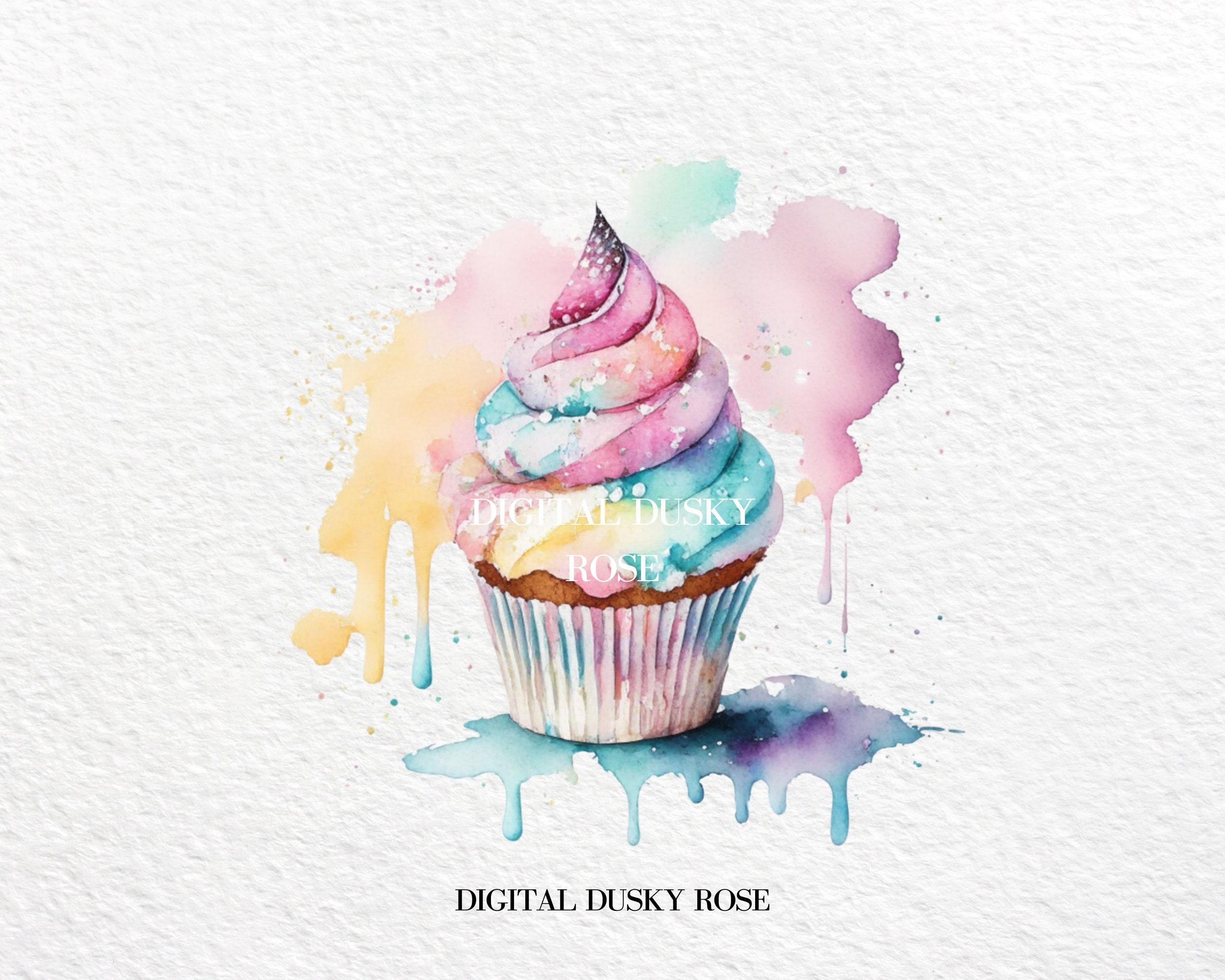 Pastel Cupcakes Watercolor Clipart Food Baking Clipart Card - Etsy