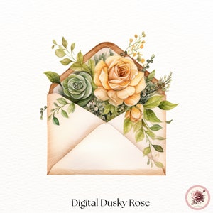 Floral Envelopes Clipart, Watercolor Valentine, Love Letters, High ...