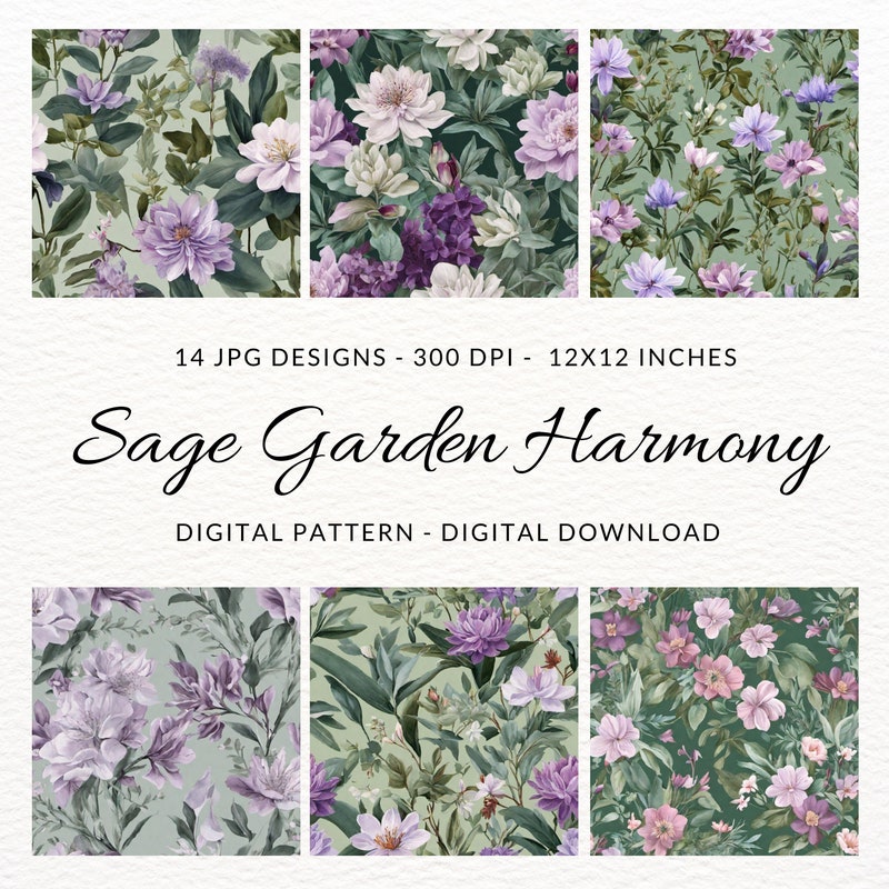 Sage Floral Fabric - Etsy