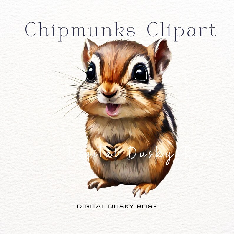 Chipmunk Watercolor Clipart PNG Cute Wild Animal Craft - Etsy